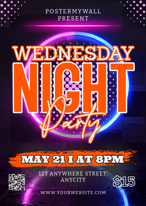 Copy of Purple Neon Wednesday Night Party A4 | PosterMyWall