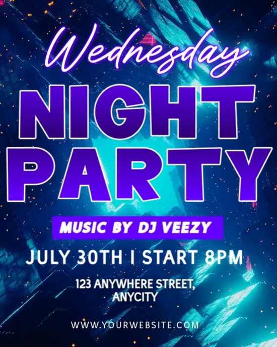 Modèle Purple Neon Wednesday Night Party Instagram Portrait | PosterMyWall