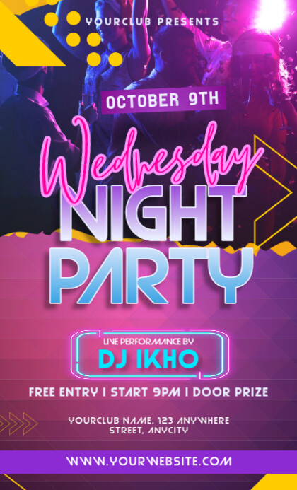 Purple Neon Wednesday Night Party Legal As Template | PosterMyWall