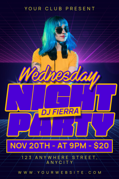 Copy of Purple Neon Wednesday Night Party Poster | PosterMyWall