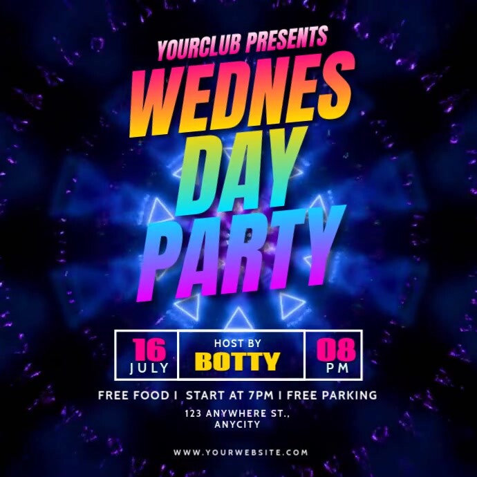 Purple Neon Wednesday Party Pos Instagram Template | PosterMyWall