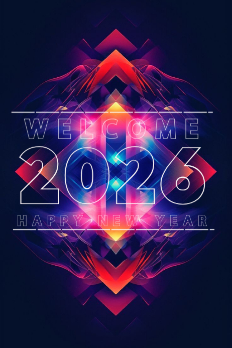 Purple Neon Welcome 2026 Happy New Year Poster Template | PosterMyWall