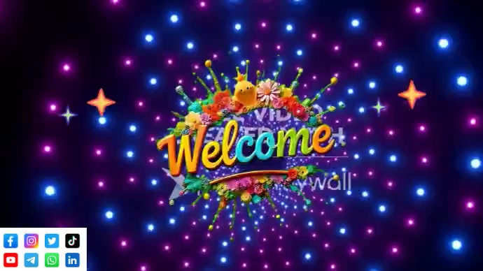 Plantilla de Purple Neon Welcome Message Digital Display Video ...