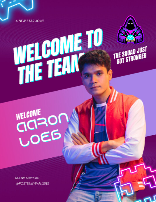 Copy of Purple Neon Welcome Player E-sport Flyer (us Letter) | PosterMyWall