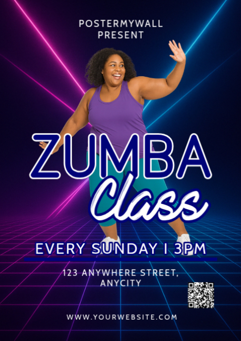 Purple Neon Zumba Classes A2 Template | PosterMyWall