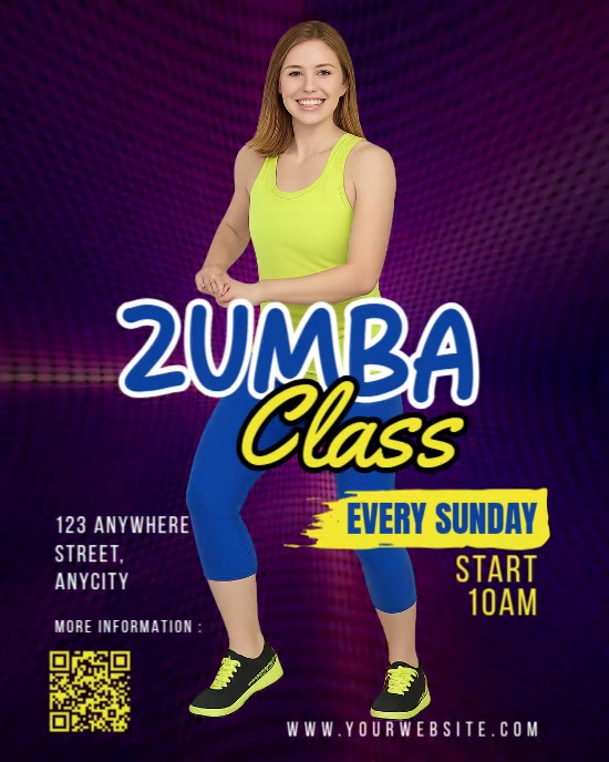 Purple Neon Zumba Classes Instagram Portrait Template | PosterMyWall