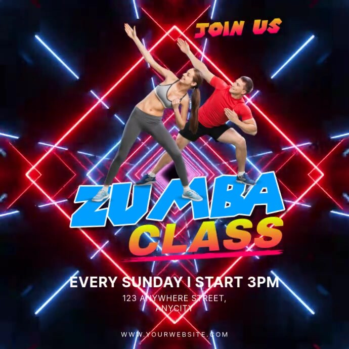 Purple Neon Zumba Classes Pos Instagram Template | PosterMyWall