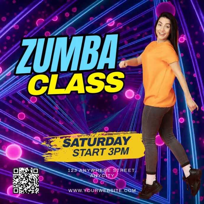 Purple Neon Zumba Classes Pos Instagram Template | PosterMyWall