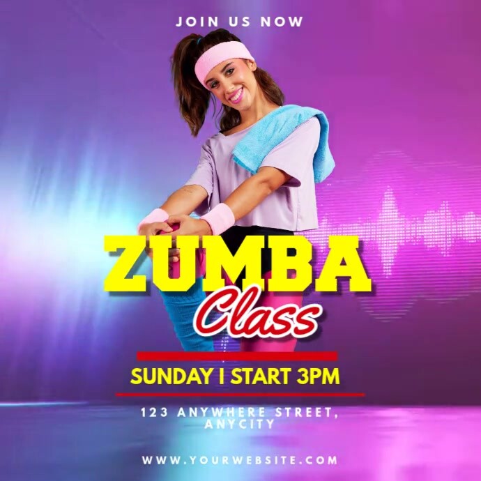 Szablon Purple Neon Zumba Classes Pos Instagram | PosterMyWall