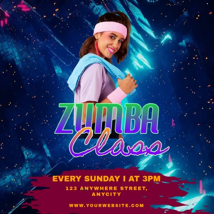Purple Neon Zumba Classes Pos Instagram Template | PosterMyWall