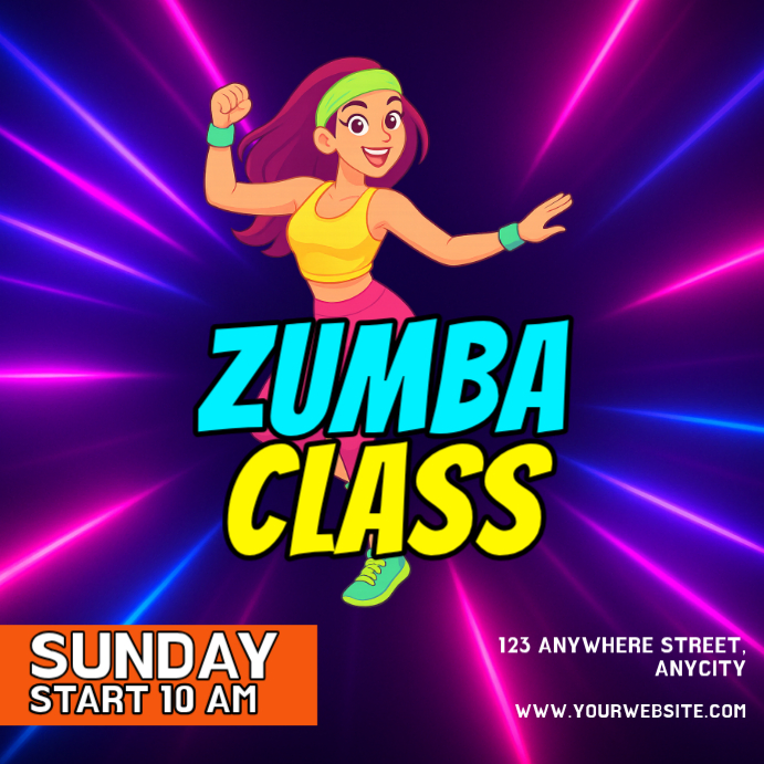 Purple Neon Zumba Classes Pos Instagram Template | PosterMyWall