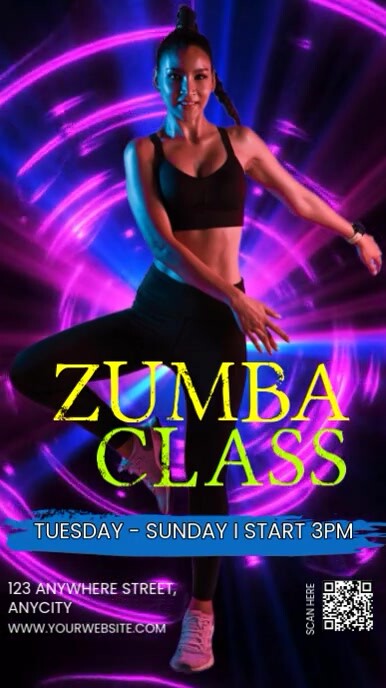 Purple Neon Zumba Classes Reel Instagram Template | PosterMyWall