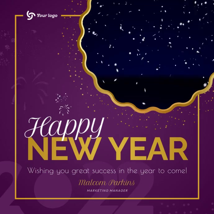 Purple New Year's Greeting Card Instagram Vid Template | PosterMyWall
