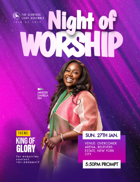 Purple Night of Worship Event Flyer Template | PosterMyWall
