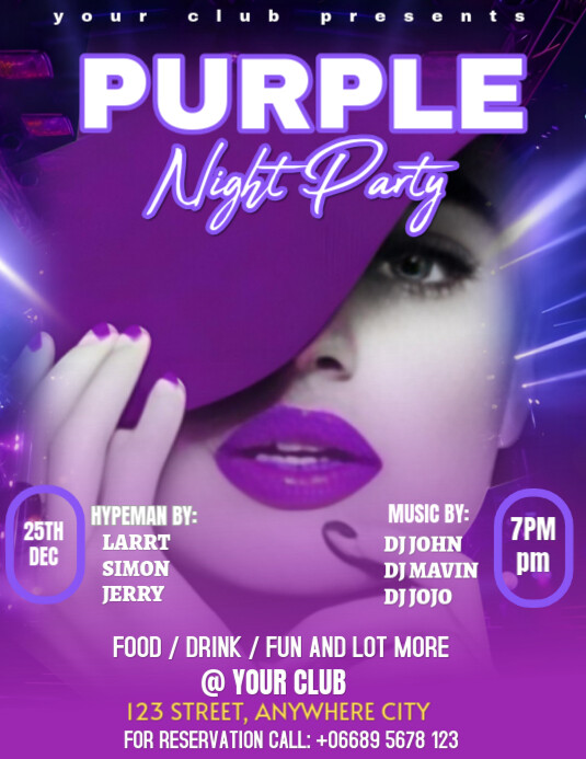 Copy of Purple night party | PosterMyWall