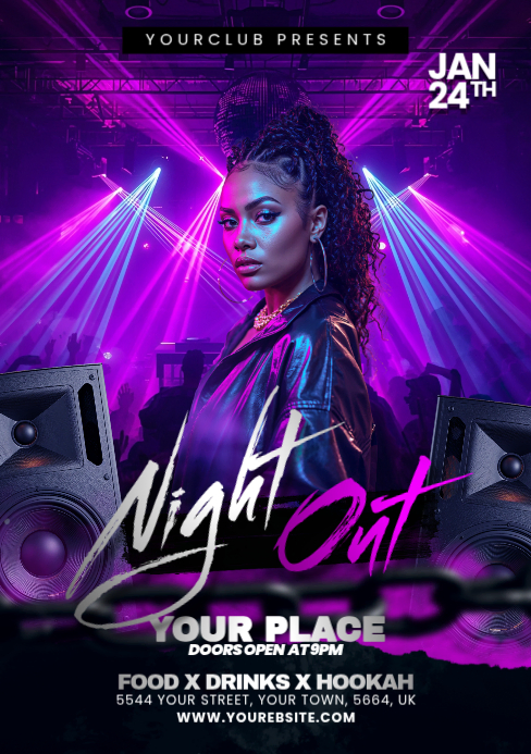 Purple Nightclub Event A5 Template | PosterMyWall