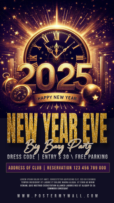 Purple Nw Year Bash Instagram Story Template | PosterMyWall