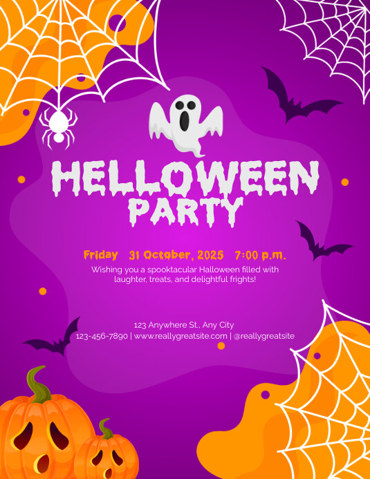 Purple Orange Modern Happy Halloween Templat | PosterMyWall