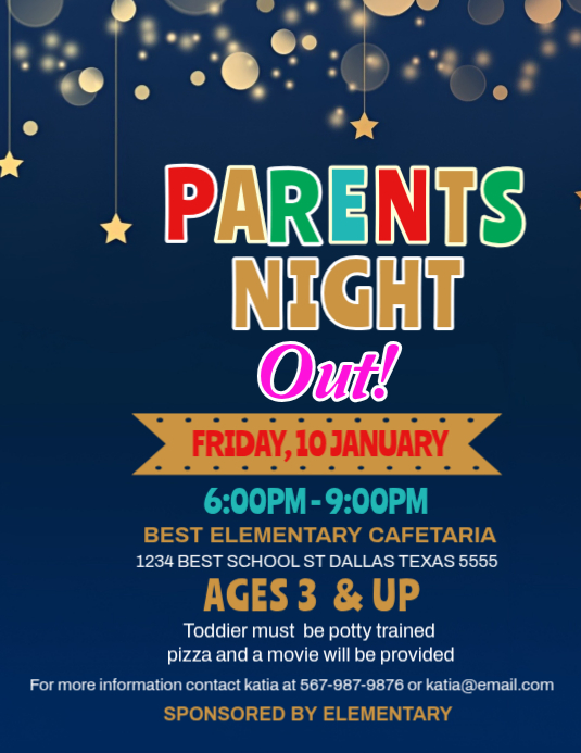Purple Parents Night Out Flyer (us Letter) Template | PosterMyWall