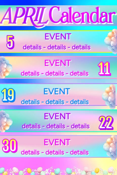 Copy of Purple Pastel April Event Calendar Poster Video | PosterMyWall