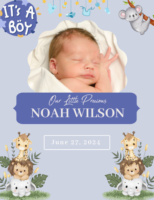 Purple Pastel Baby Announce, Baby New Born, Baby Boy New Born Pamflet ...