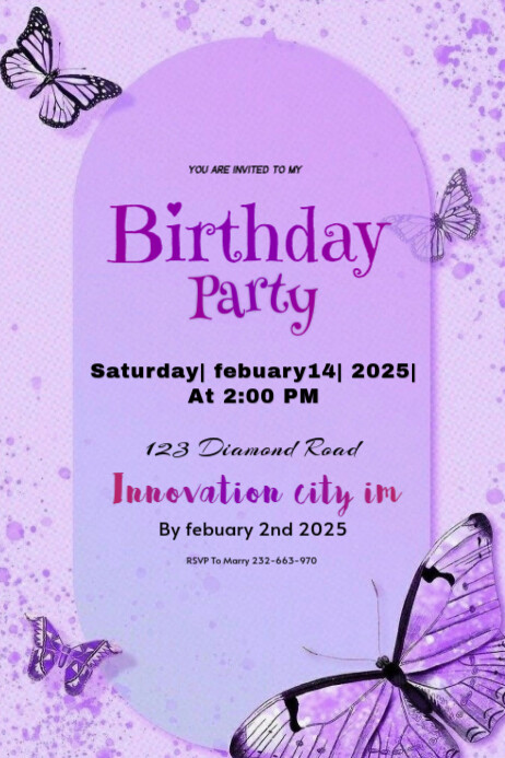 Purple Pastel Birthday Card Poster Template | PosterMyWall