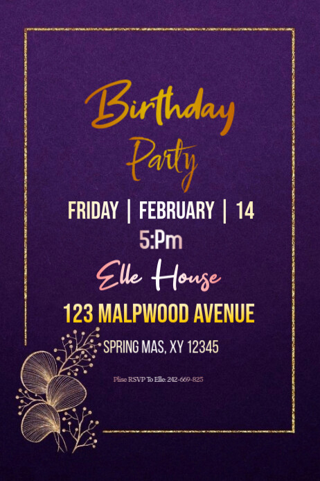 Purple Pastel Birthday Card Poster Template | PosterMyWall