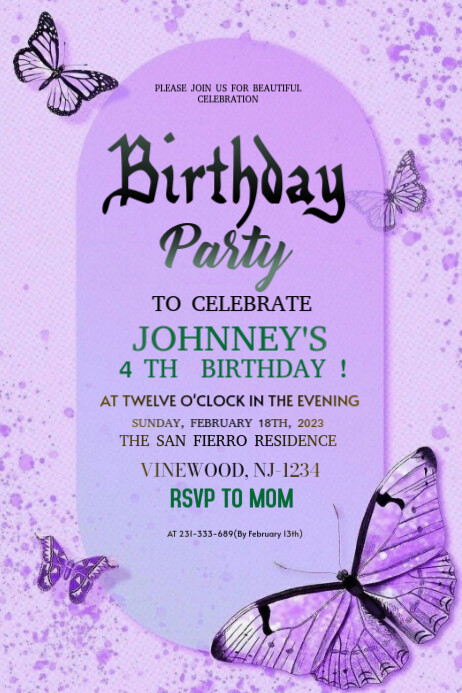 Copy of Purple Pastel Birthday Card Poster | PosterMyWall