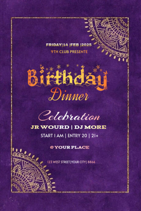 Purple Pastel Birthday Card Poster Template | PosterMyWall