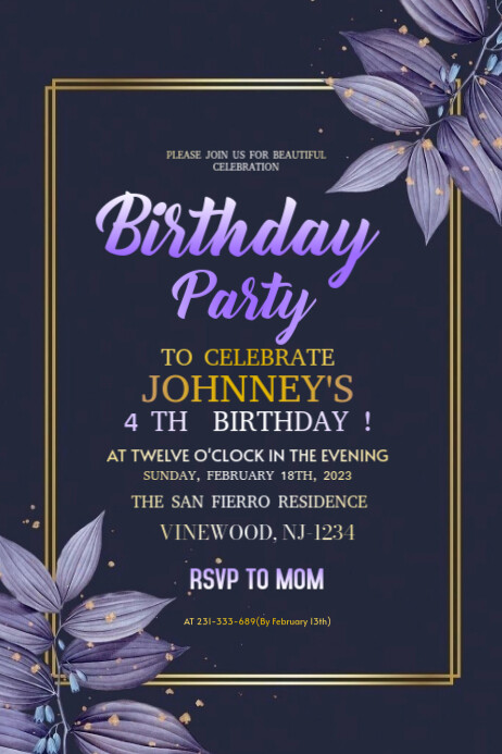 Purple Pastel Birthday Card Poster Template | PosterMyWall