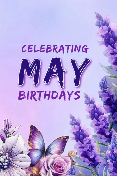 Plantilla de Purple Pastel Celebrating May Birthdays Banner 4' × 6 ...