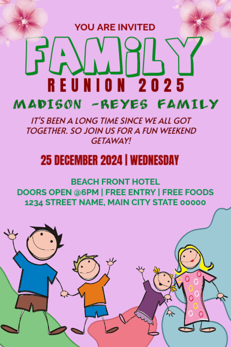 Purple Pastel Family Reunion Poster Template | PosterMyWall