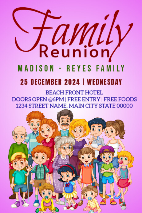 Purple Pastel Family Reunion Poster Template | PosterMyWall