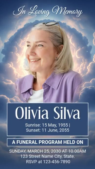 Purple Pastel Funeral Program Announcement Instagram Story Template ...