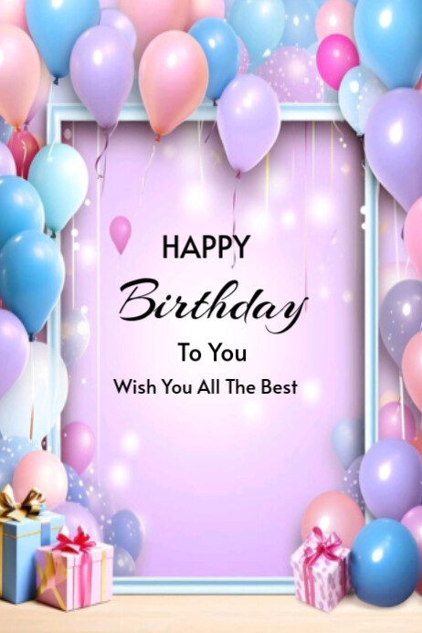 Purple Pastel Happy Birthday To You Poster Template | PosterMyWall