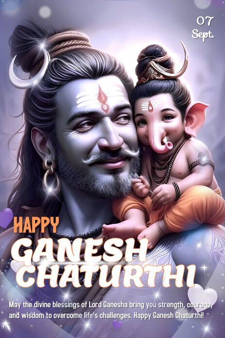 Purple Pastel Happy Ganesh Chaturthi Day Post Template | PosterMyWall