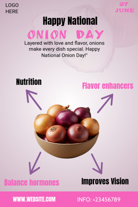 Copy of Purple Pastel Happy National Onion Day Poster | PosterMyWall