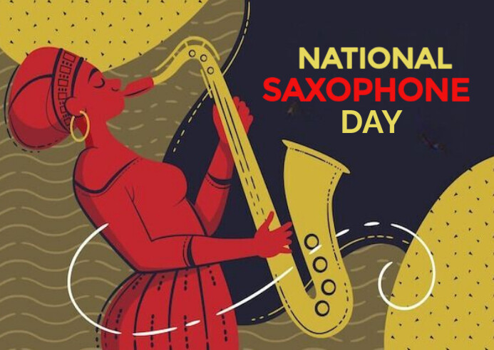 Plantilla de Purple Pastel National Saxophone Day Postcard | PosterMyWall
