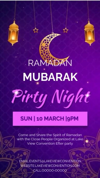 Purple Pastel Ramadan Party Night Video Instagram Story Template ...