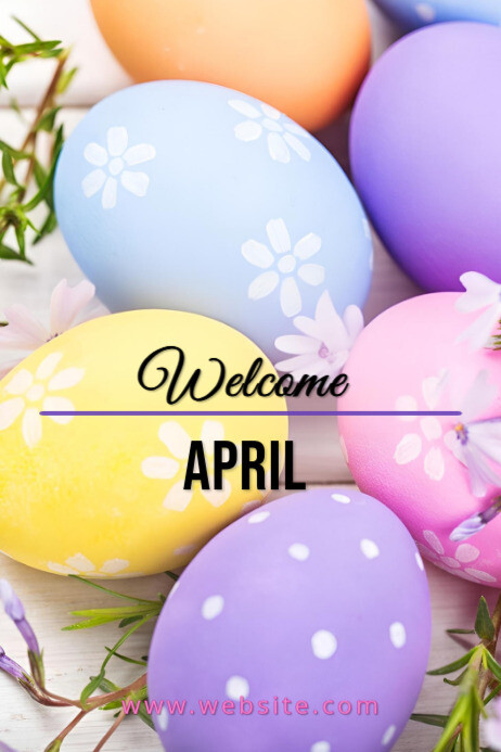 Purple Pastel Welcome April Happy New Month Poster Template | PosterMyWall