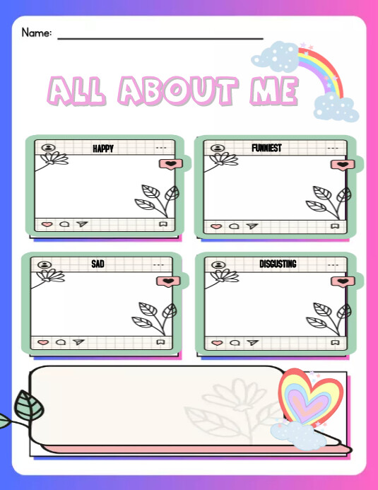 PURPLE PINK ALL ABOUT ME Template | PosterMyWall