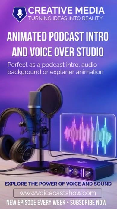Purple Podcast Promotion Digital Display VideoAnimated Podcast Intro ...