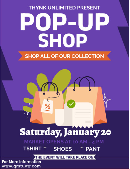 Copy of Purple Pop-up Market/fation/tshirt/shoes/pant/store Flyer (us ...