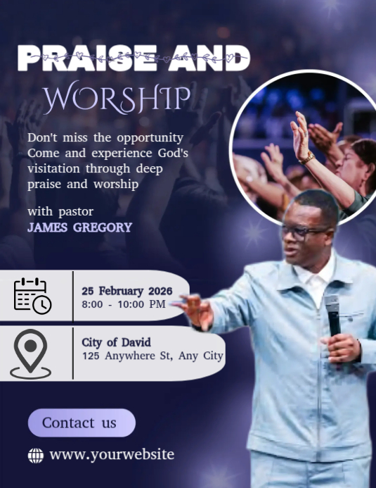 Modèle Purple Praise and Worship Event Flyer | PosterMyWall