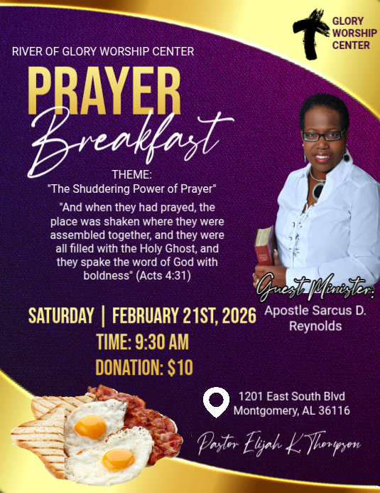 Purple Prayer Breakfast Event Flyer Template | PosterMyWall
