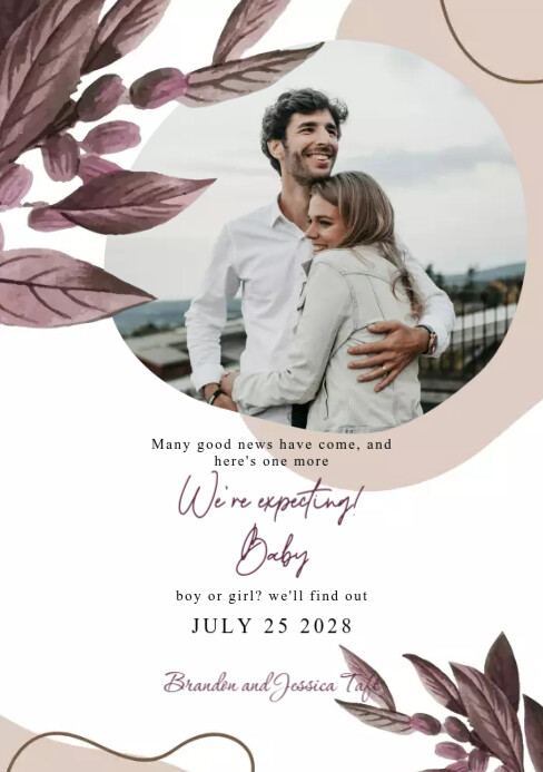 Modèle Purple Pregnancy Announcement Card | PosterMyWall