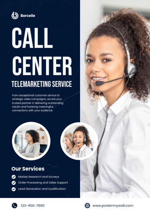 Copy of Purple Profesional Call Center Telemarketing | PosterMyWall