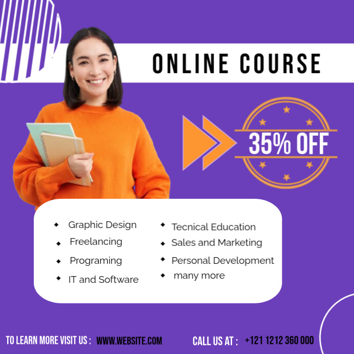Purple Profesional Online Course Pos Instagram Template | PosterMyWall