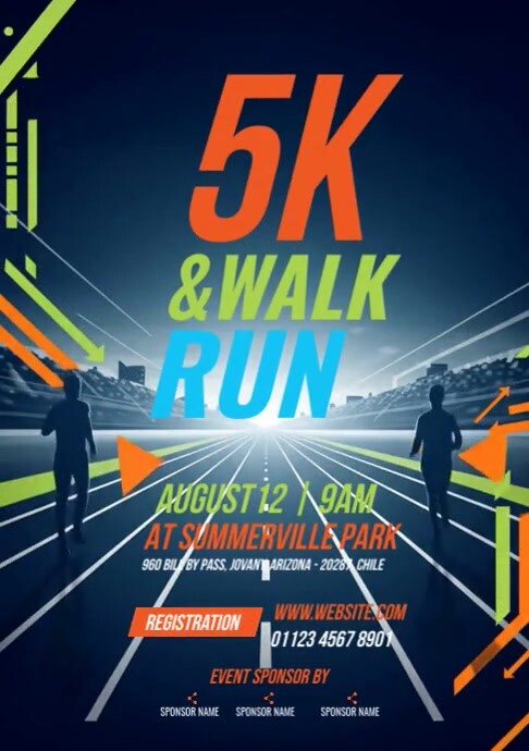 Copy of Purple Professional 5k Run Flyer Template A4 | PosterMyWall