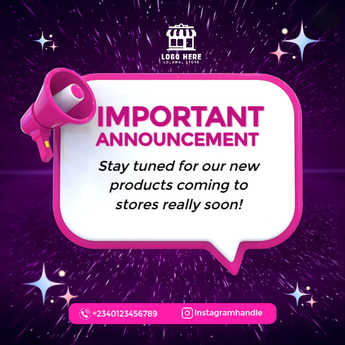Plantilla de Purple Professional Announcement Flyer Instagram Post ...